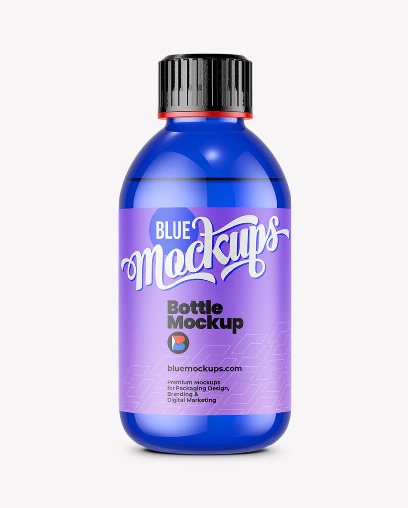 Glass Bottle Mockup | Blue – Blue Mockups