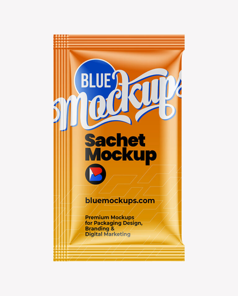 Sachet Mockup | Glossy – Blue Mockups