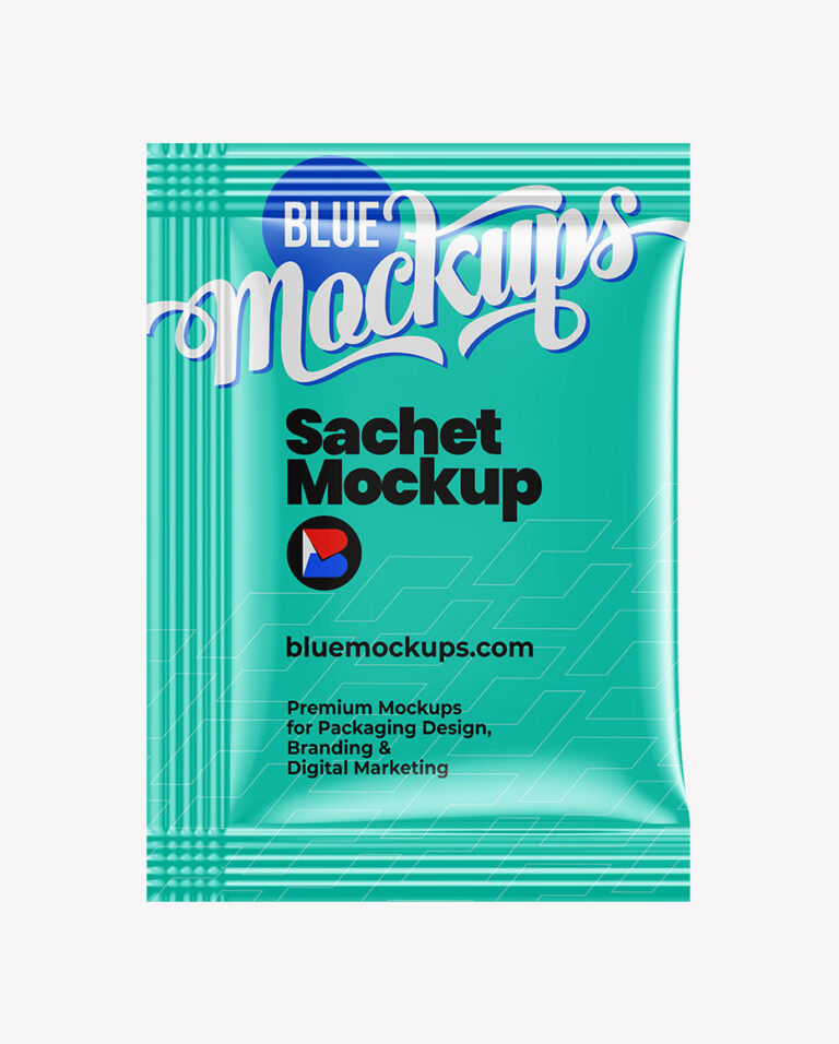 Sachet Mockup | Glossy – Blue Mockups