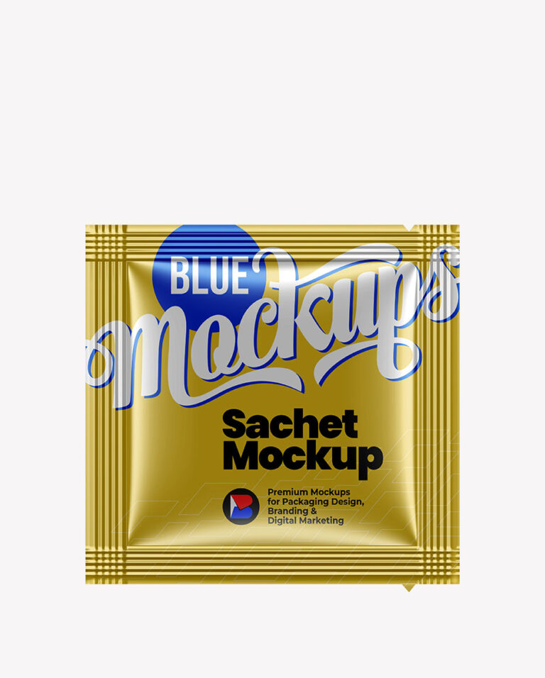 Sachet Mockup | Metallic – Blue Mockups