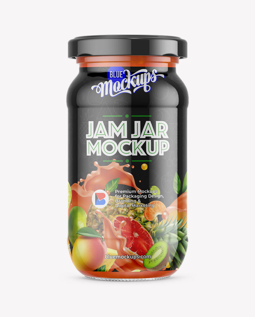 Jam Jar Mockup | Glossy – Blue Mockups
