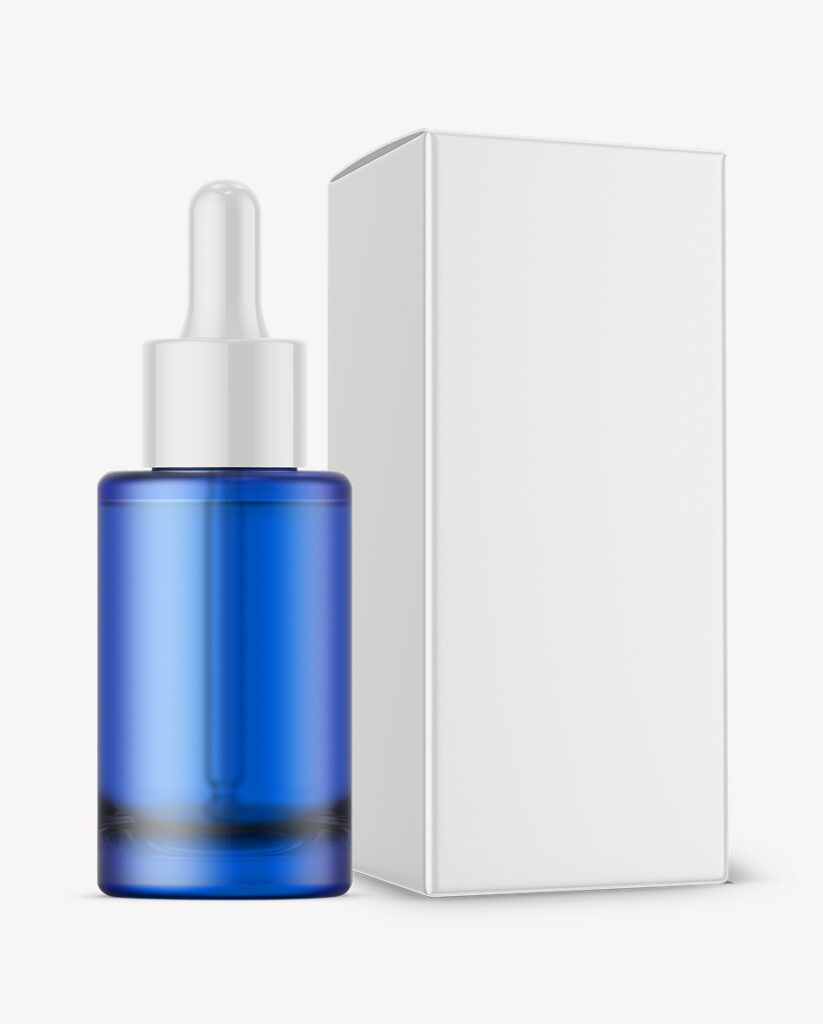 Blue Dropper Bottle with Paper Box Mockup | Frosted – Blue Mockups