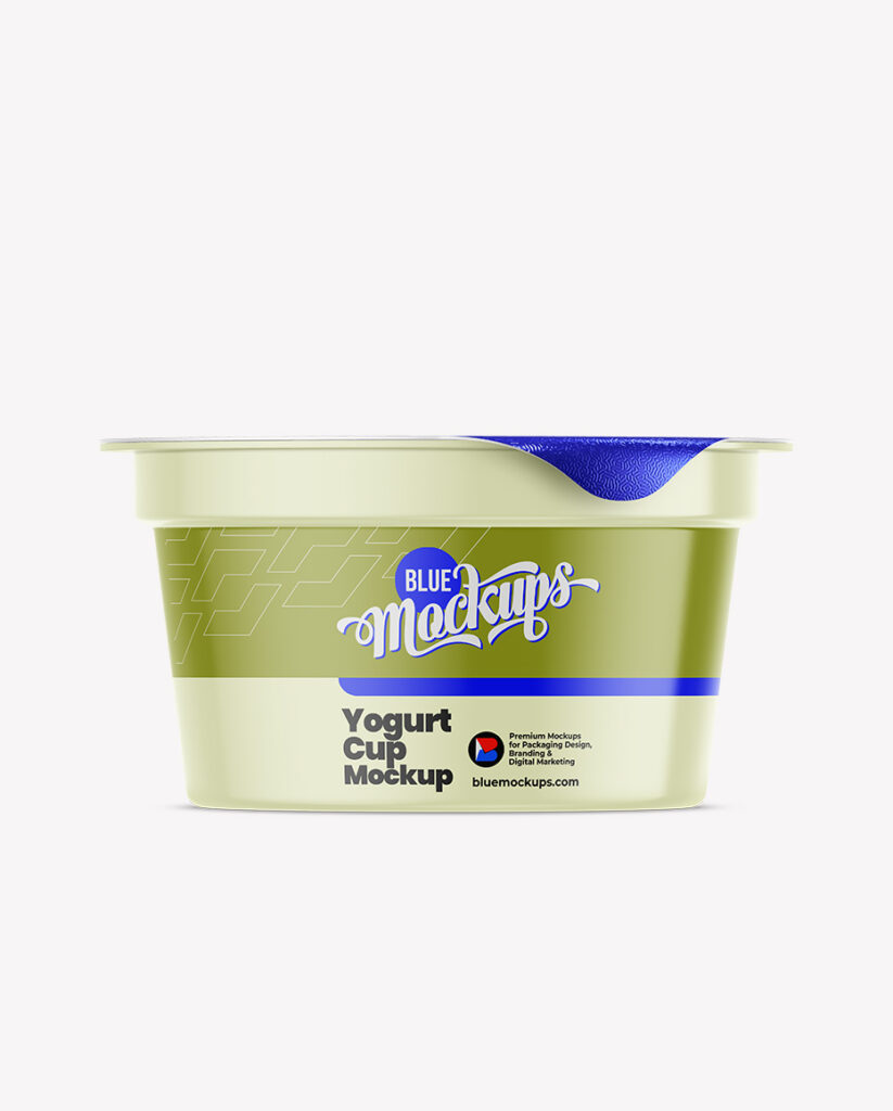 Yogurt Cup Mockup | Top View – Blue Mockups