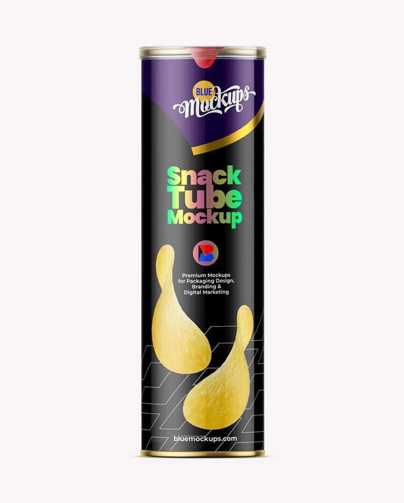 Snack Tube Mockup | Glossy – Blue Mockups