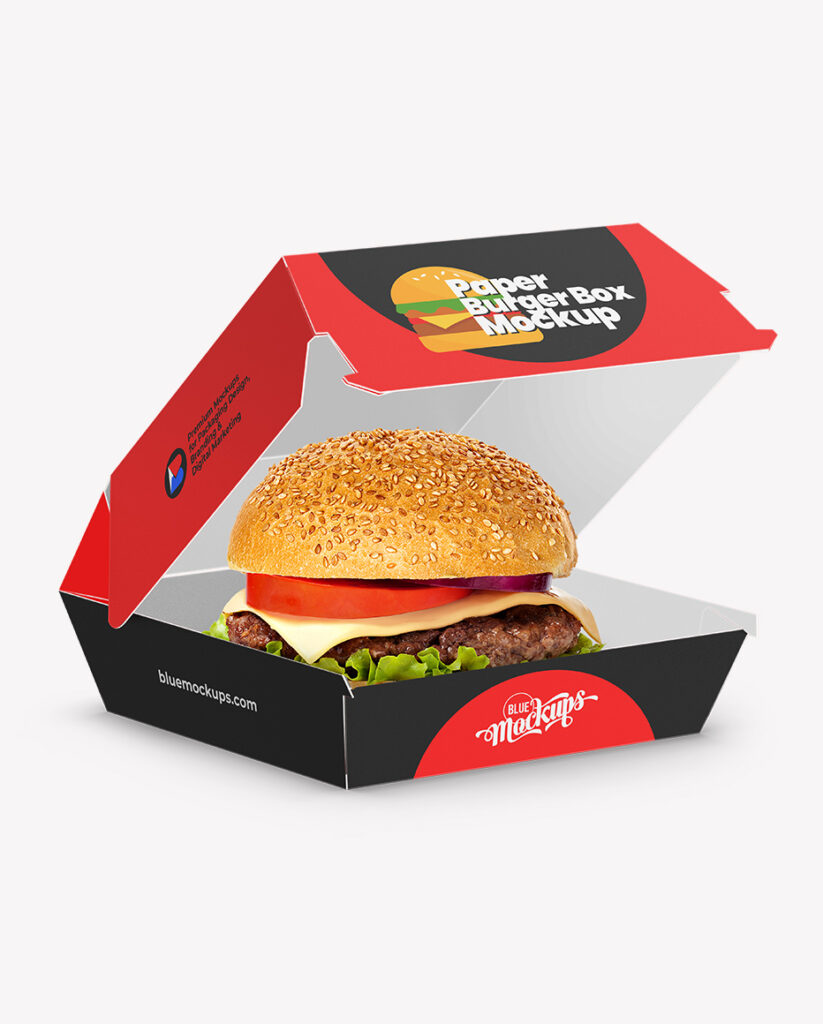 Paper Burger Box Mockup | Matte – Blue Mockups