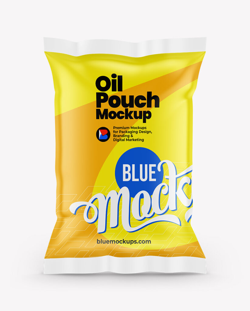 Oil Pouch Mockup | Glossy – Blue Mockups