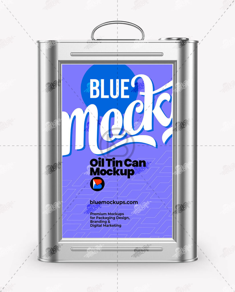 Oil Tin Can Mockup | Front View – Blue Mockups