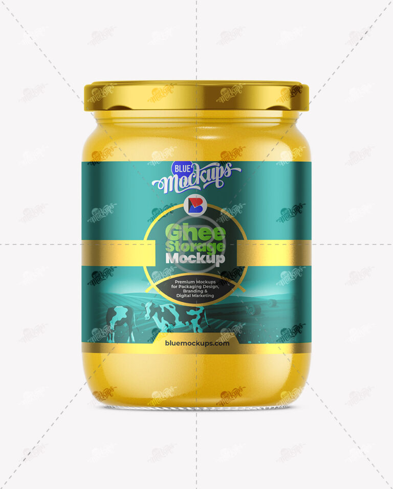 Ghee Glass Jar Mockup – Blue Mockups