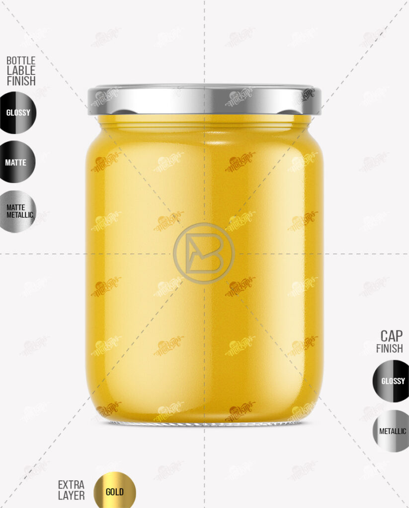 Ghee Glass Jar Mockup – Blue Mockups