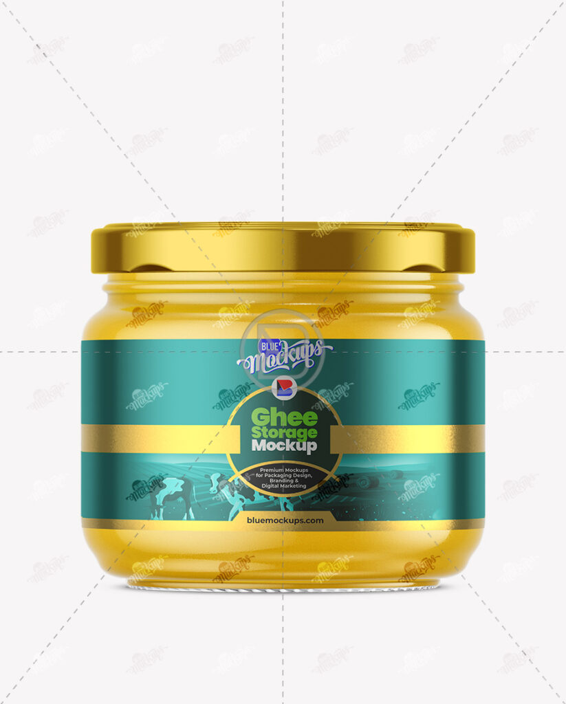 Ghee Glass Jar Mockup – Blue Mockups
