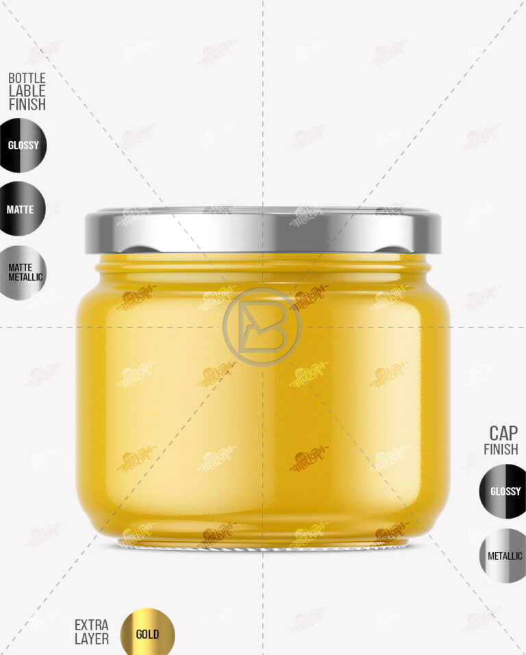 Ghee Glass Jar Mockup – Blue Mockups