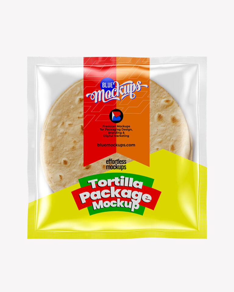 Tortilla Packaging Mockup | Glossy – Blue Mockups