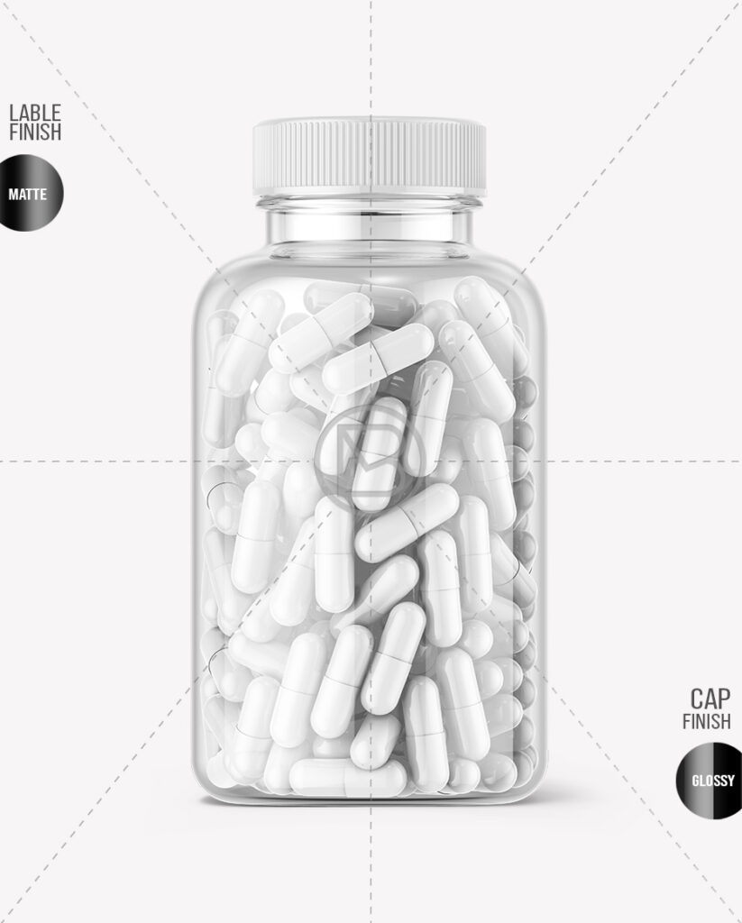 Capsules Jar Mockups | Clear – Blue Mockups