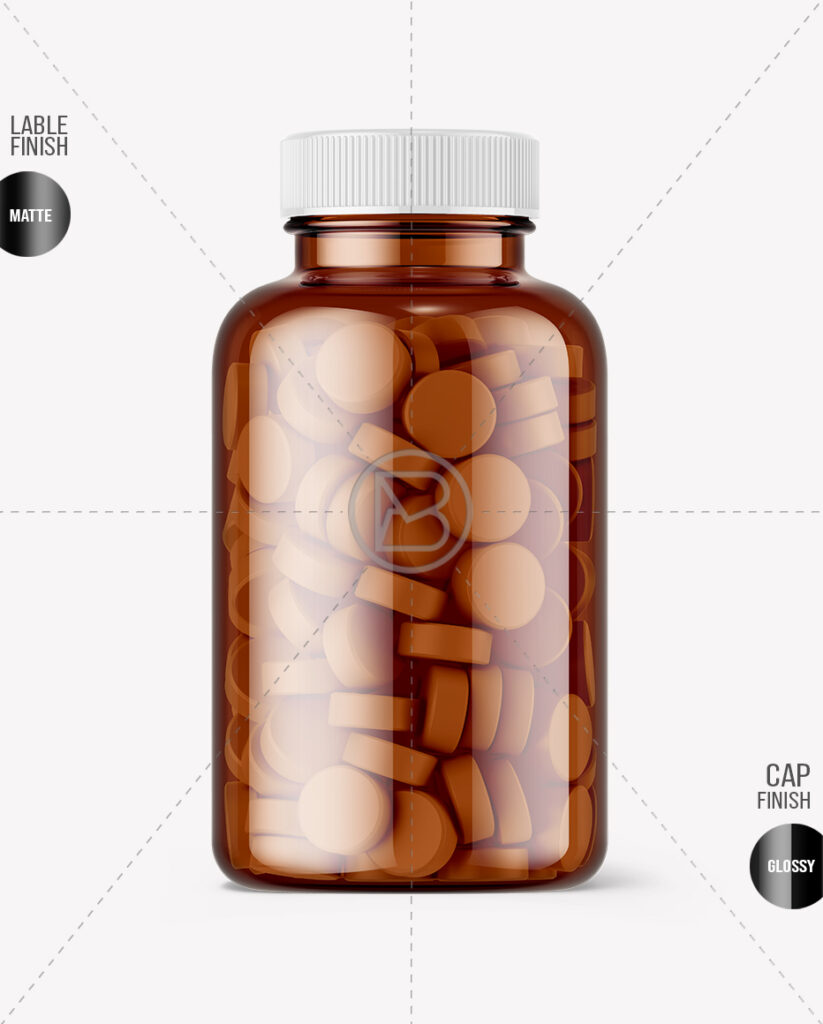 Tablets Jar Mockups | Amber – Blue Mockups
