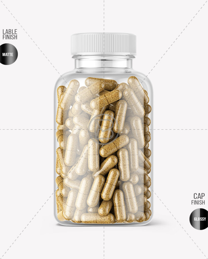 Herbal Capsules Jar Mockups | Clear – Blue Mockups